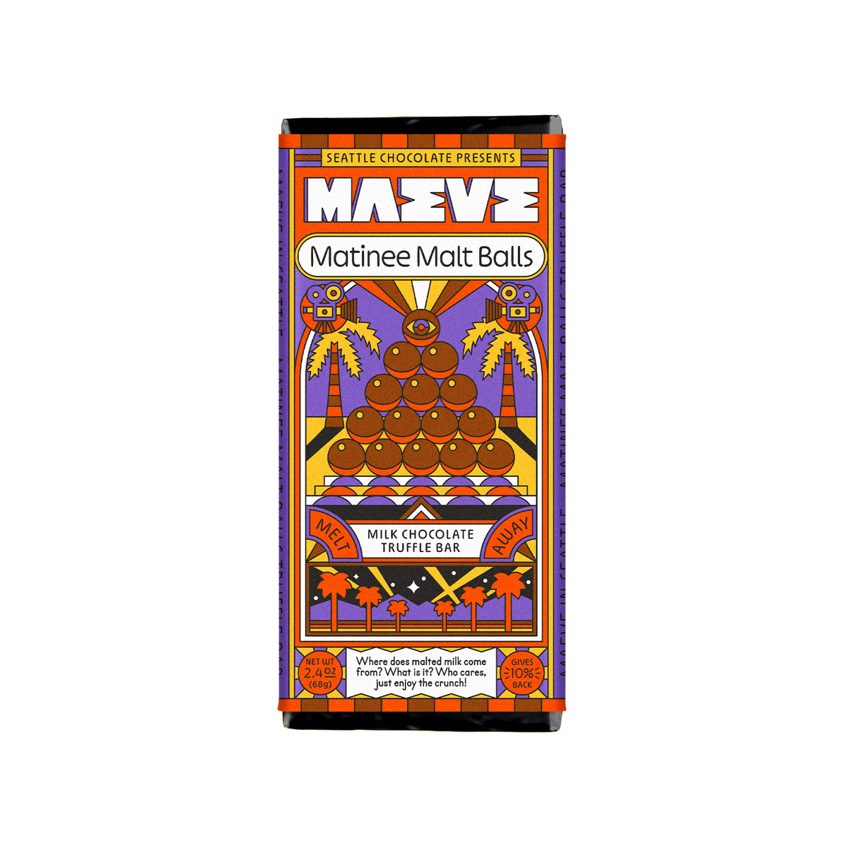 Matinee Milk Chocolate Malt Balls Truffle Bar | Maeve Ethical Chocolate