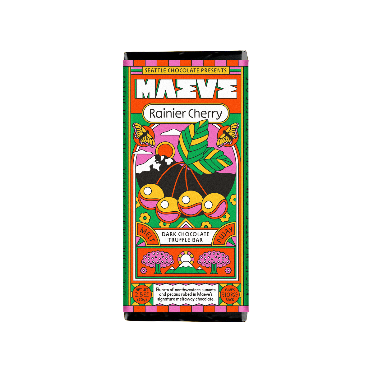 Rainier Cherry Dark Chocolate Truffle Bar | Maeve Ethical Chocolate